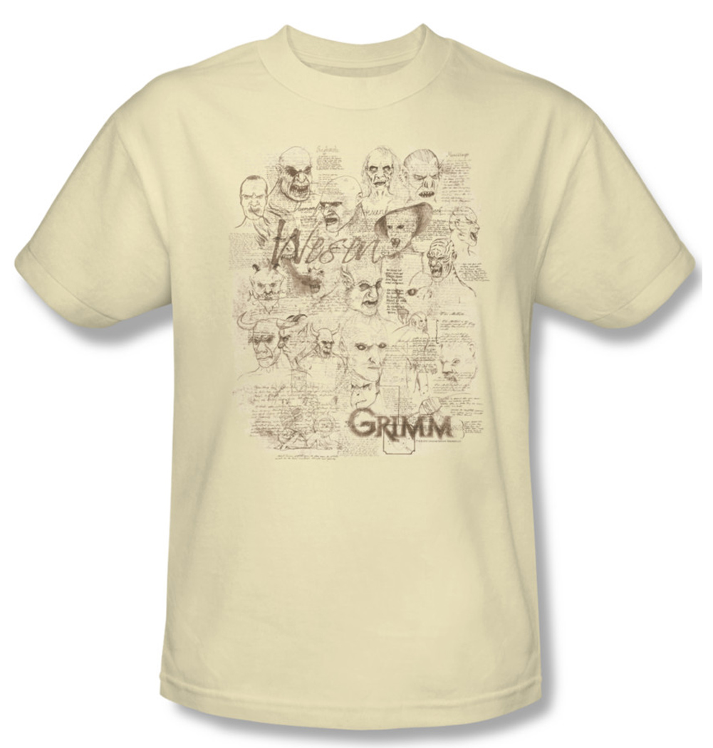 Grimm Shirt Wesen Sketches Adult Cream Tee T-Shirt - Grimm Wesen ...