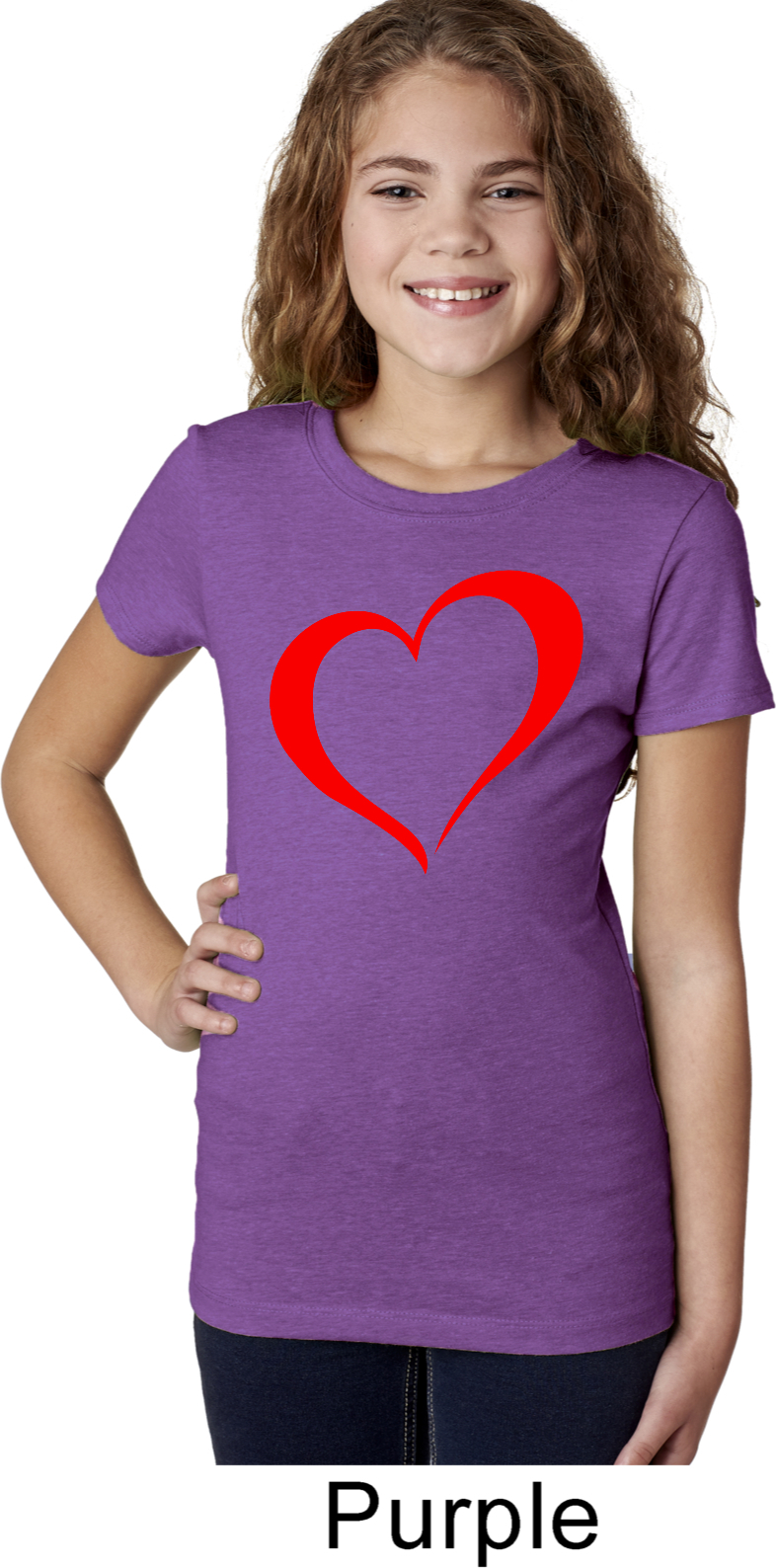 Heart Outline Girls Shirt - Heart Outline Kids Shirts
