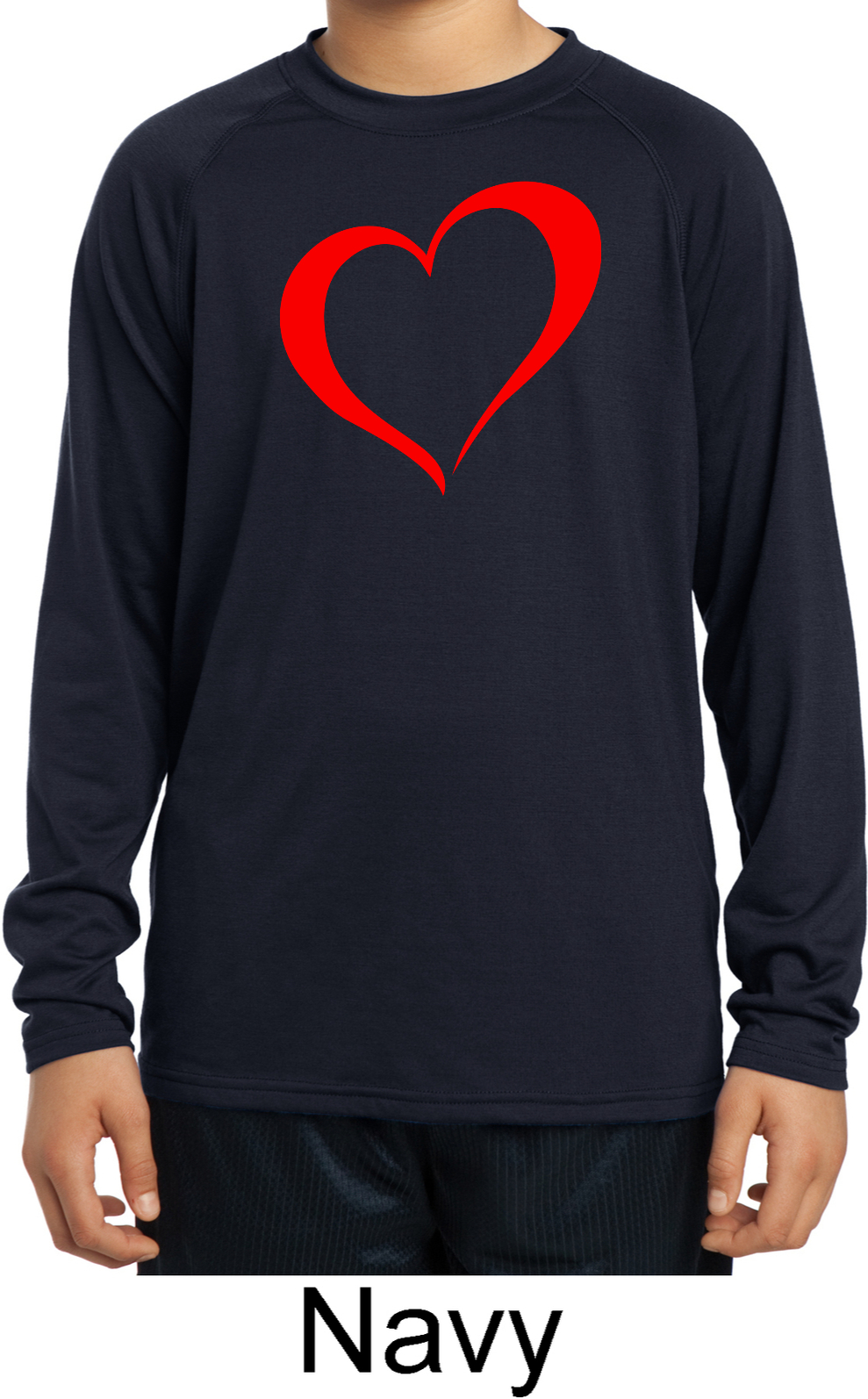Heart Outline Kids Moisture Wicking Long Sleeve Shirt - Heart Outline ...