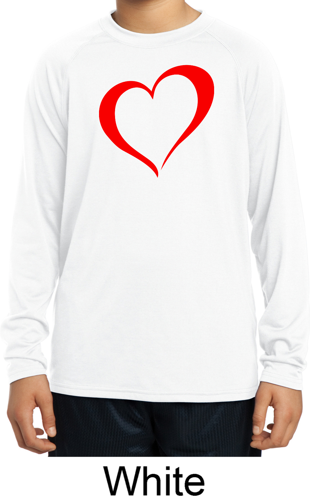 Heart Outline Kids Moisture Wicking Long Sleeve Shirt - Heart Outline ...