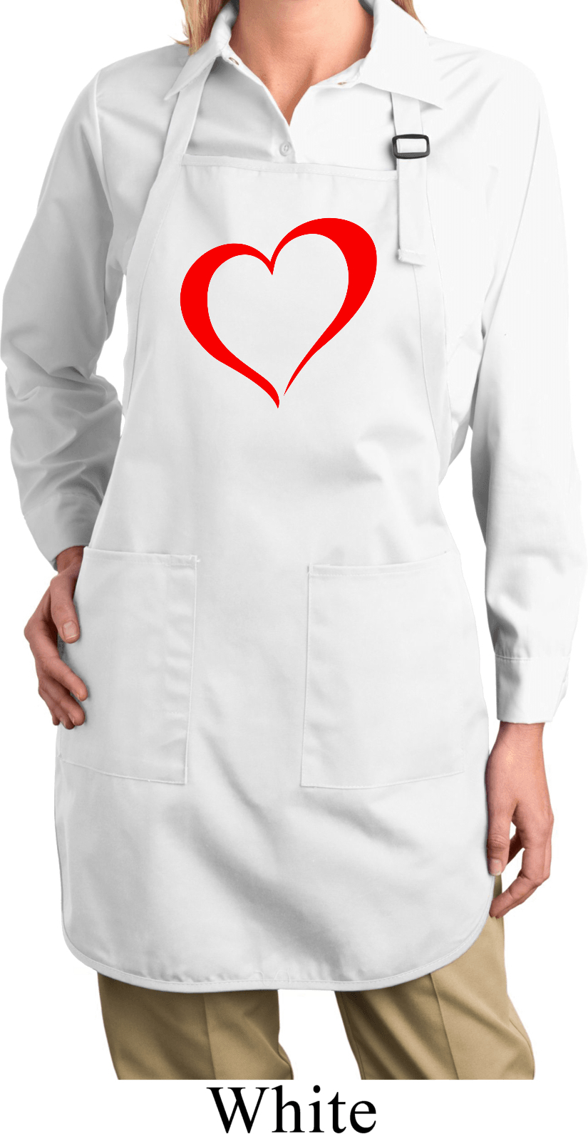 Heart Outline Ladies Full Length Apron with Pockets - Heart Outline ...