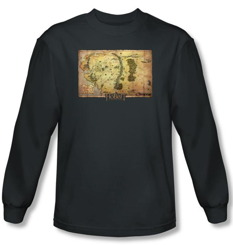 Hobbit Shirt Unexpected Journey Loyalty Map Charcoal Long Sleeve Tee ...