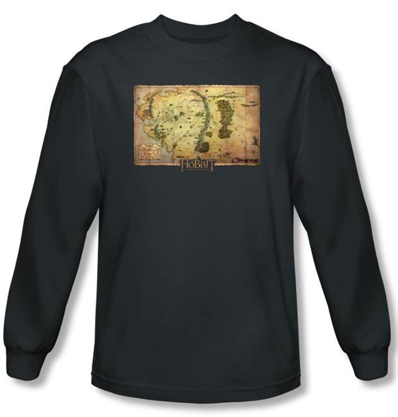 Hobbit Shirt Unexpected Journey Loyalty Map Charcoal Long Sleeve Tee ...