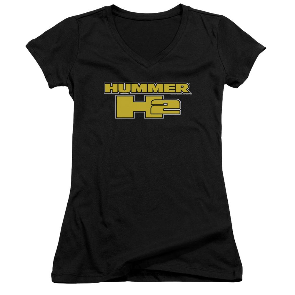 Hummer Juniors V Neck Shirt H2 Block Logo Black T-Shirt - Hummer H2 ...