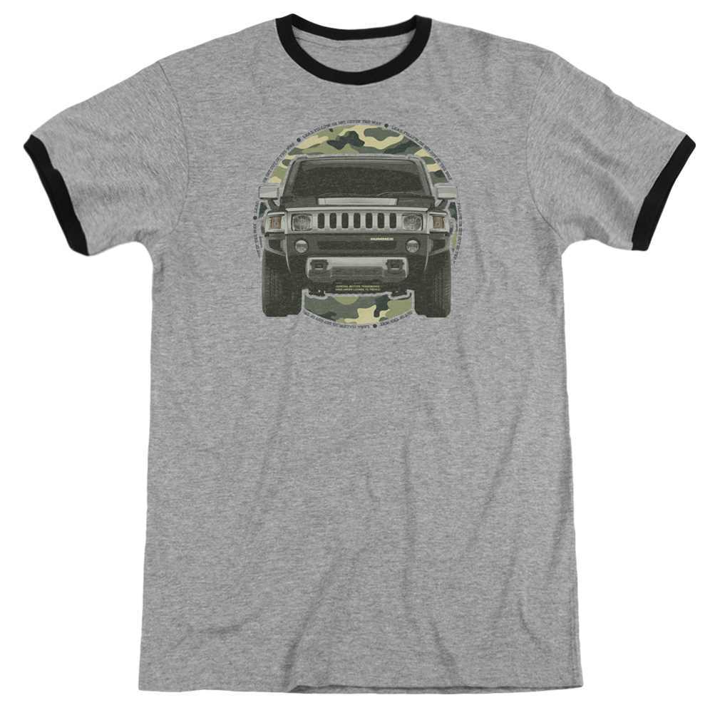 Hummer Lead Or Follow Athletic Heather Ringer Shirt - Hummer Lead Or ...