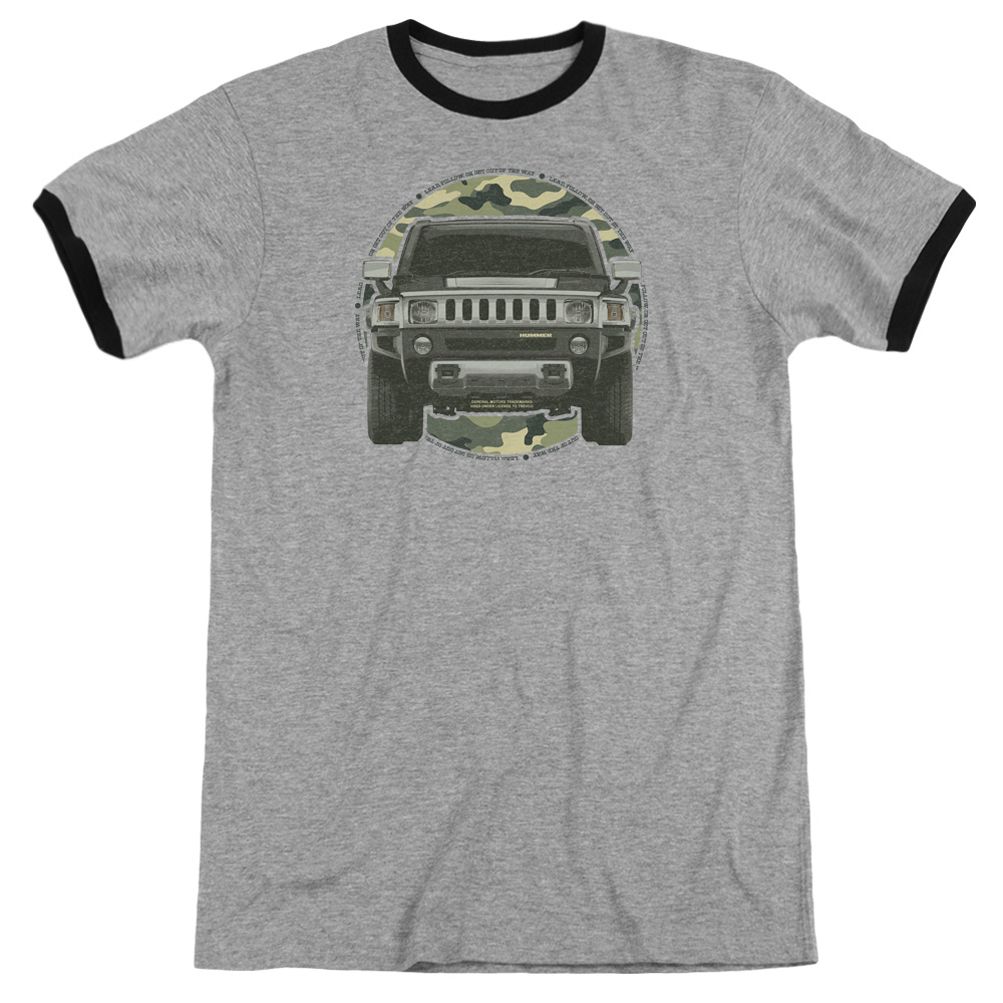 Hummer Lead Or Follow Athletic Heather Ringer Shirt - Hummer Lead Or ...