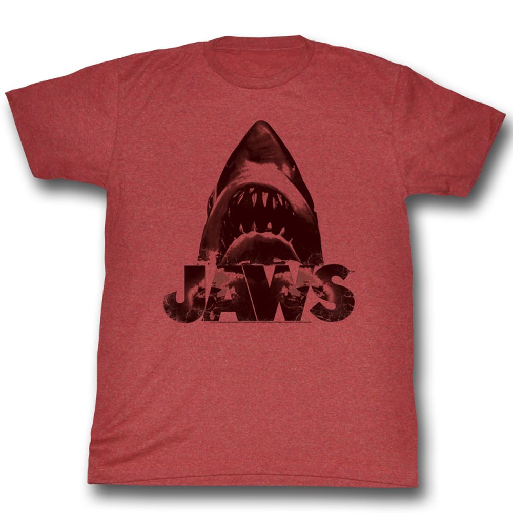 Jaws Shirt Jaws Adult Heather Red Tee T-Shirt - Jaws Shirts