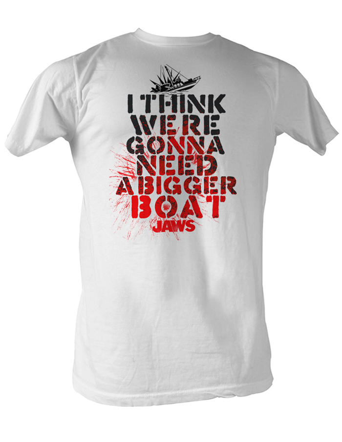 Jaws T-shirt Bigger Boat Classic Adult White Tee Shirt - Jaws Shirts