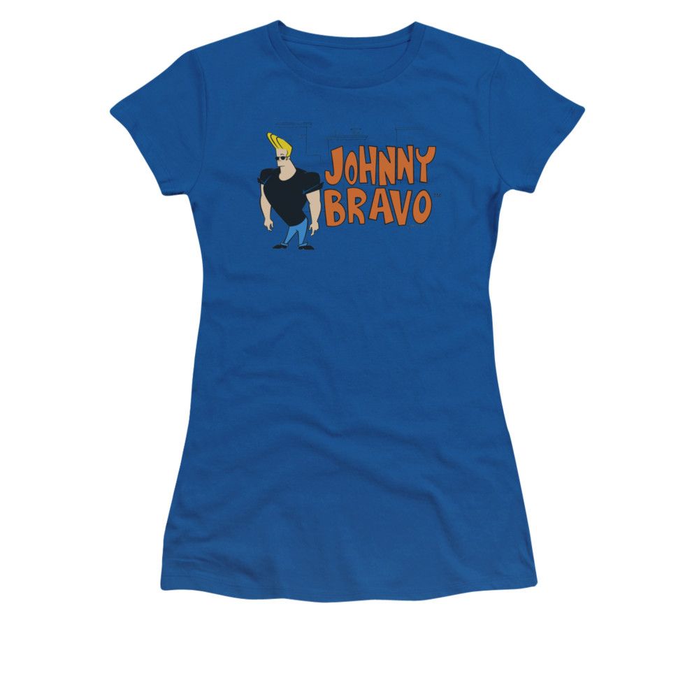 Johnny Bravo Shirt Juniors Johnny Logo Royal Tee T-Shirt - Johnny Bravo ...