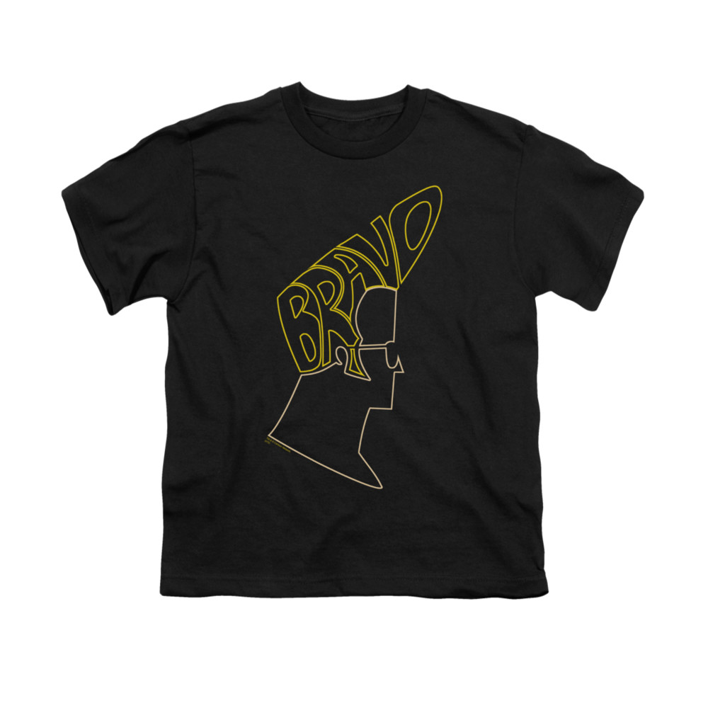 Johnny Bravo Shirt Kids Bravo Hair Black Youth Tee T-Shirt - Johnny ...