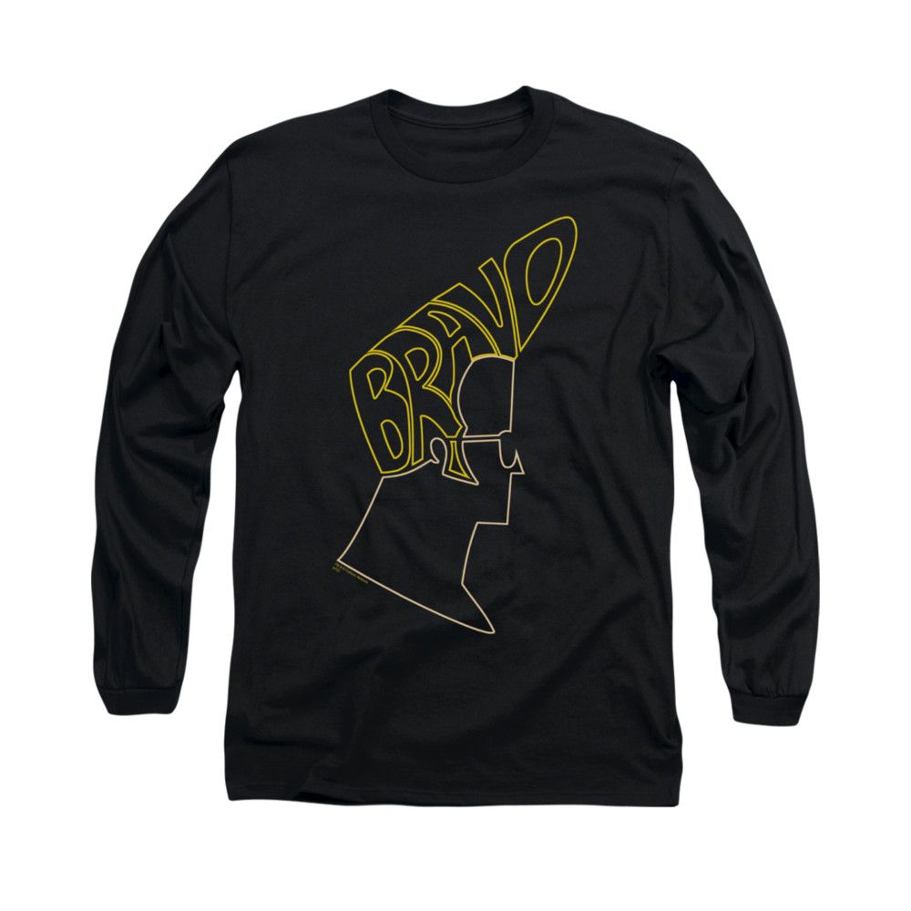 Johnny Bravo Shirt Long Sleeve Bravo Hair Black Tee T-Shirt - Johnny ...