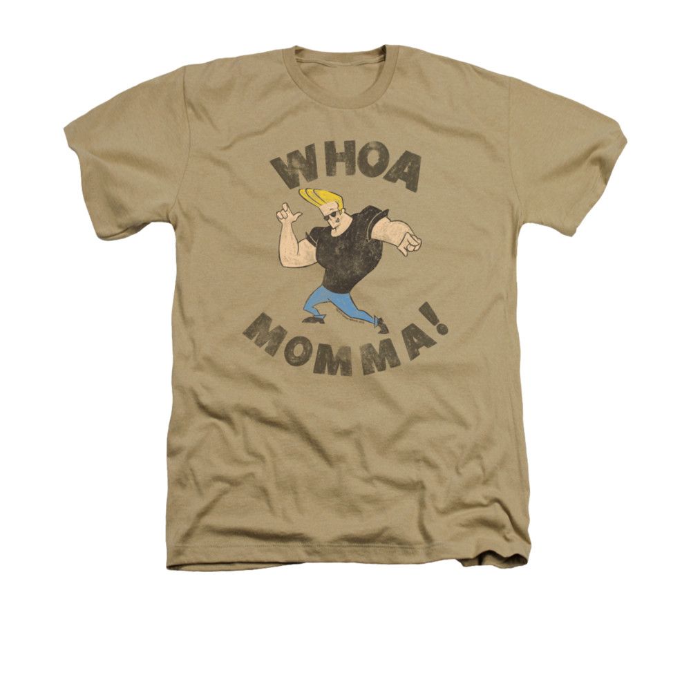 Johnny Bravo Shirt Whoa Momma Adult Heather Sand Tee T-Shirt - Johnny ...