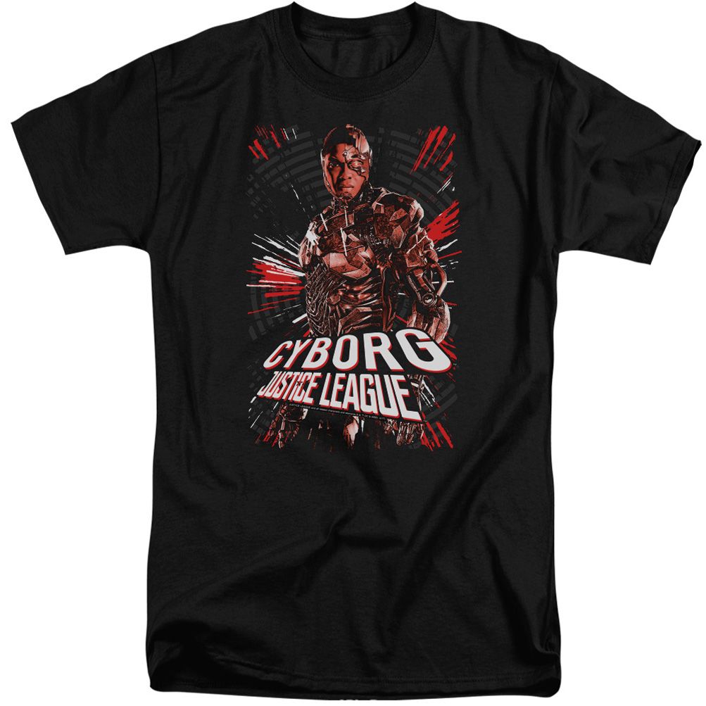 Justice League Movie Shirt Cyborg Profile Black Tall T-Shirt - Justice ...