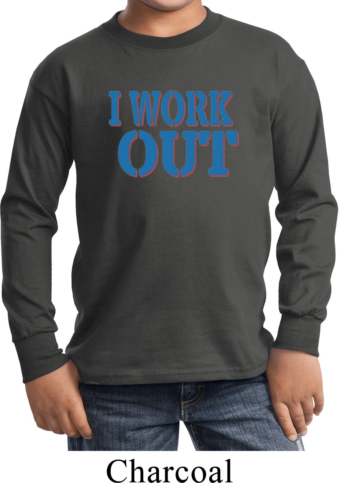 Kids Fitness Shirt I Work Out Long Sleeve Tee T-Shirt - I Work Out Kids ...
