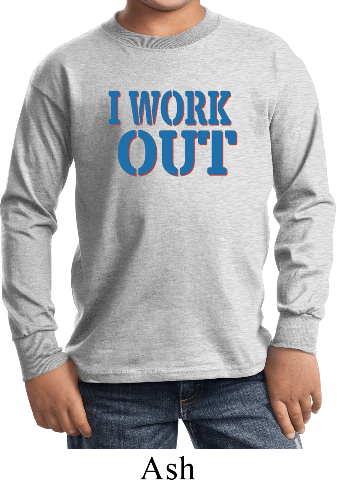 Kids Fitness Shirt I Work Out Long Sleeve Tee T-Shirt - I Work Out Kids ...