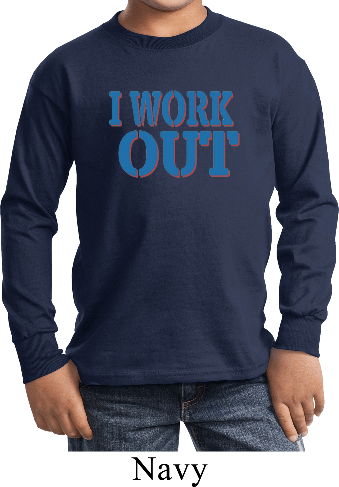 Kids Fitness Shirt I Work Out Long Sleeve Tee T-Shirt - I Work Out Kids ...