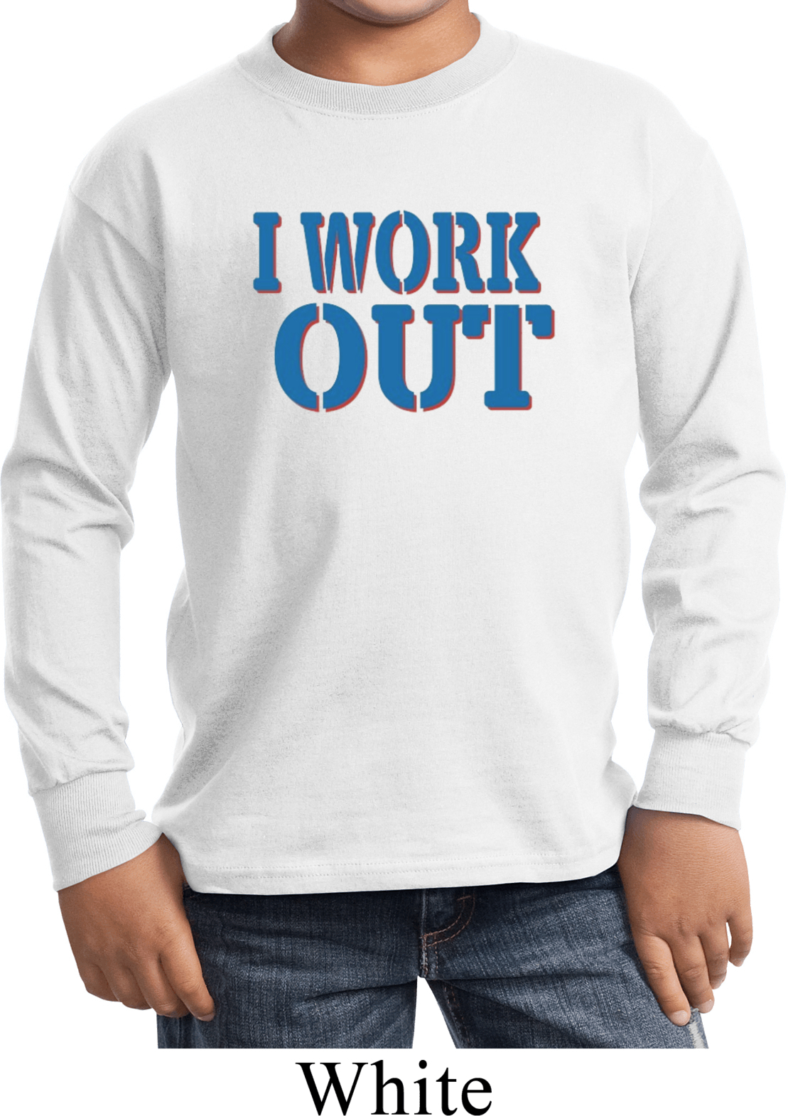 Kids Fitness Shirt I Work Out Long Sleeve Tee T-Shirt - I Work Out Kids ...