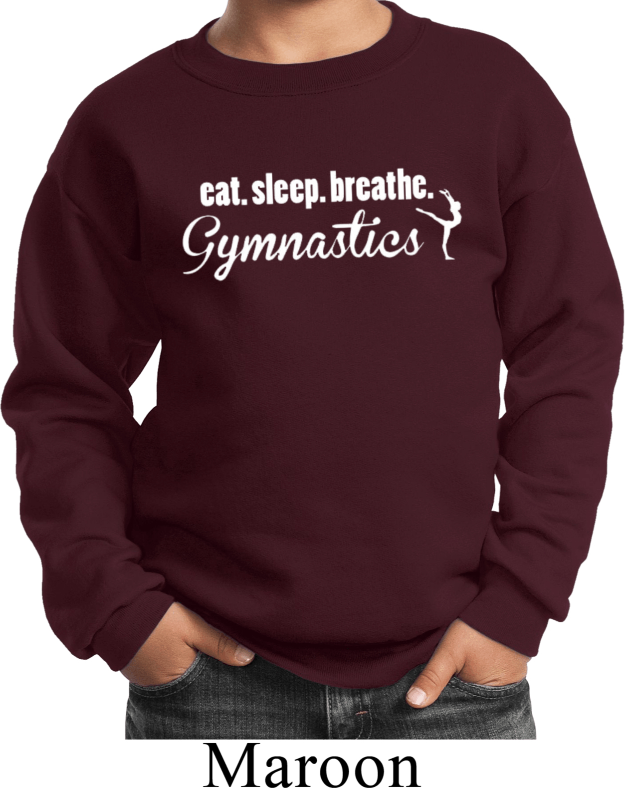 Kids Gymnast Sweatshirt White Eat Sleep Breathe Gymnastics Sweat Shirt ...
