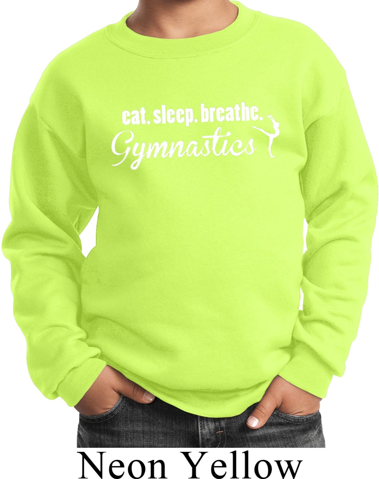 Kids Gymnast Sweatshirt White Eat Sleep Breathe Gymnastics Sweat Shirt ...