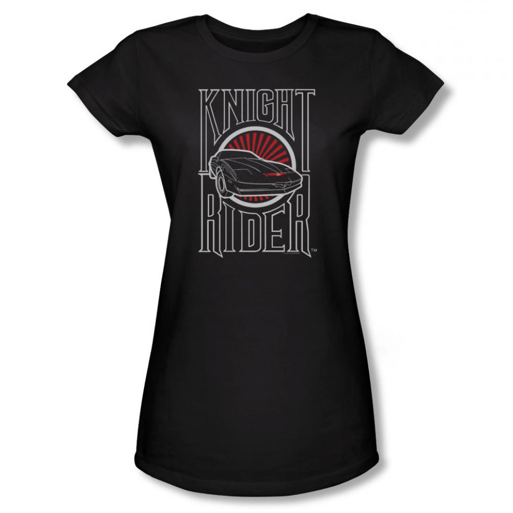 Knight Rider Shirt Juniors Logo Black T-Shirt - Knight Rider Logo Shirts