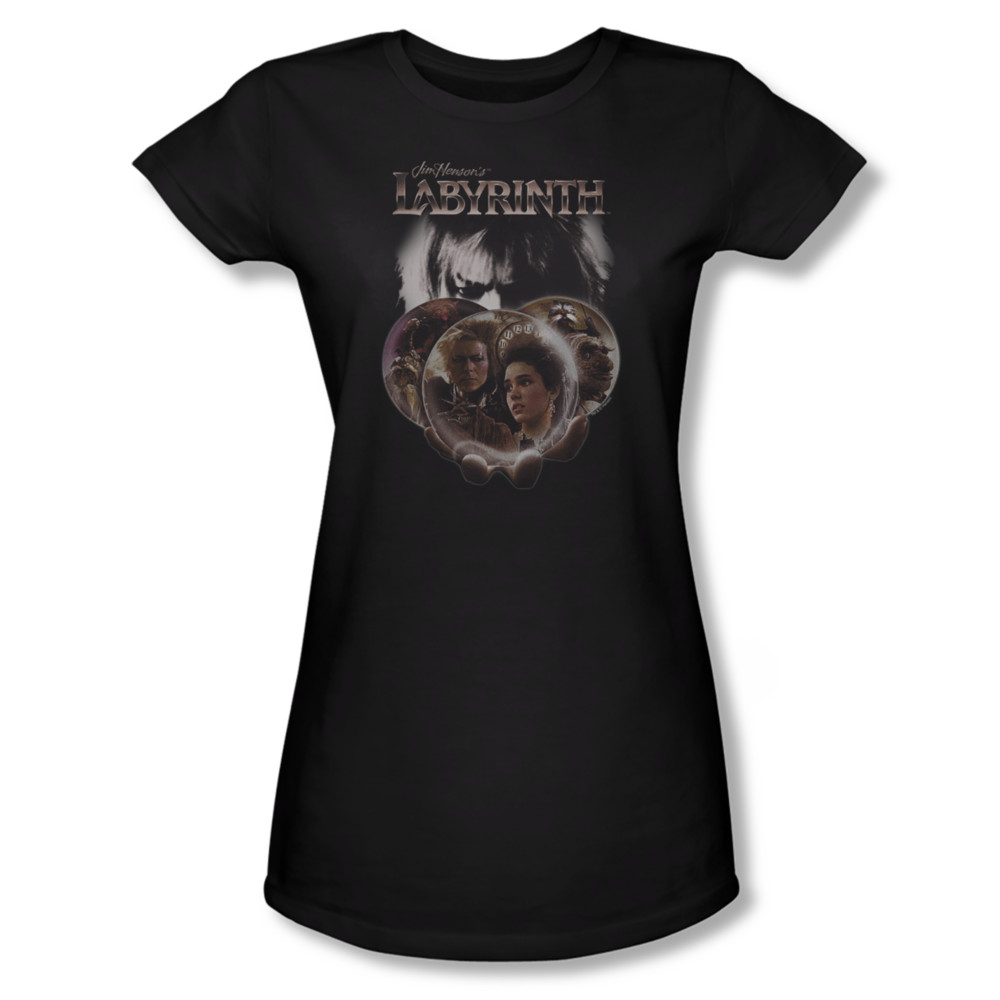 Labyrinth Shirt Juniors Globes Black Tee T-Shirt - Labyrinth Globes Shirts