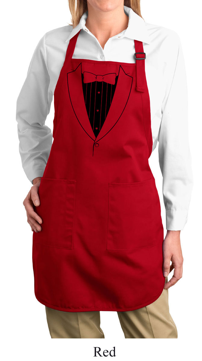 Ladies Apron Basic Black Tuxedo Full Length Apron with Pockets - Basic ...