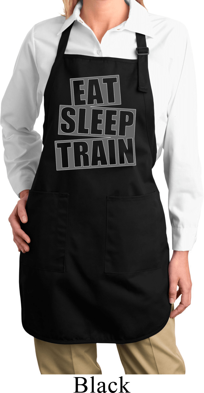 Ladies Apron Eat Sleep Train Full Length Apron with Pockets - Eat Sleep ...
