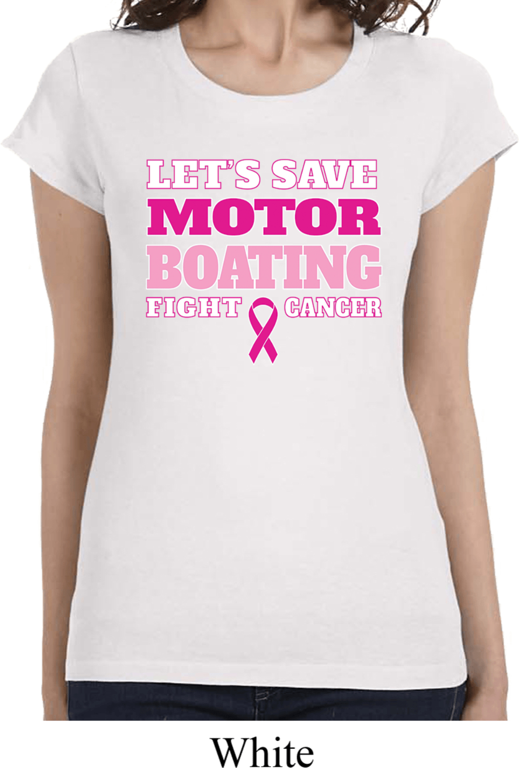 Ladies Breast Cancer Shirt Motor Boating Longer Length Tee T-Shirt ...