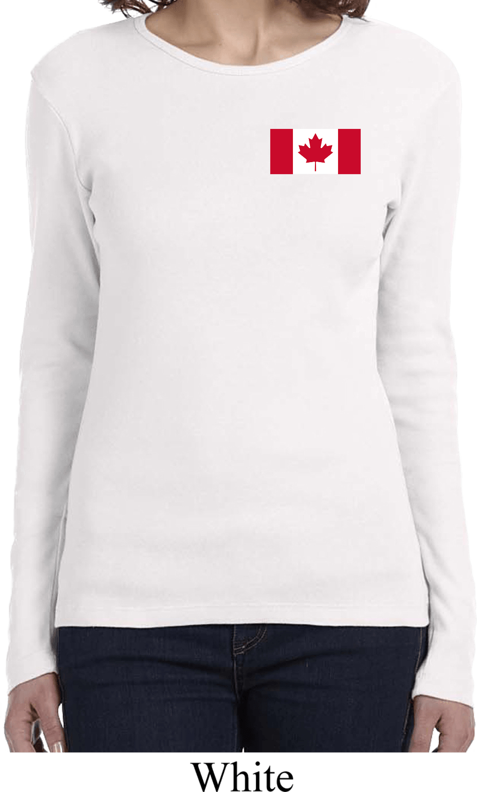Ladies Canada Tee Canadian Flag Pocket Print Long Sleeve - Canadian ...
