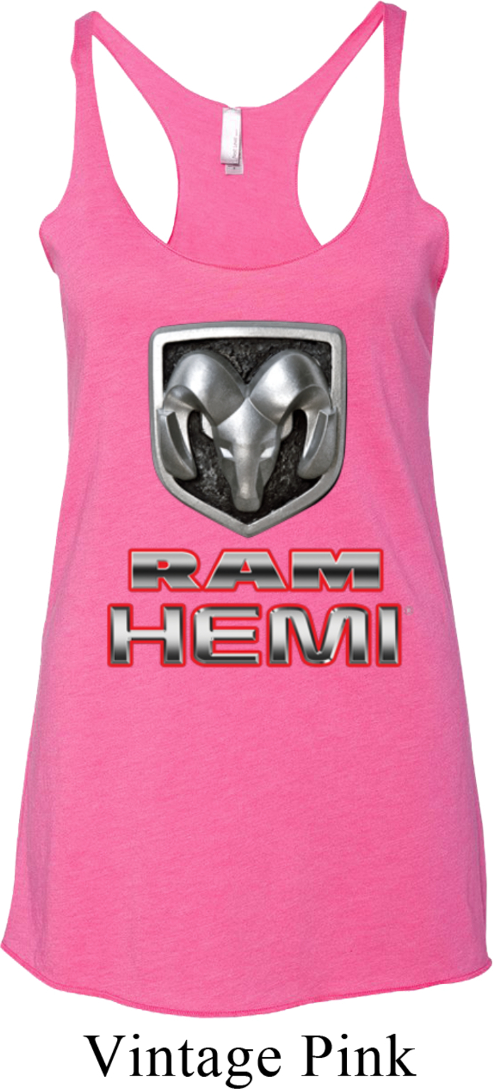 Ladies Dodge Tanktop Ram Hemi Logo Tri Blend Racerback Tank Top - Ram ...