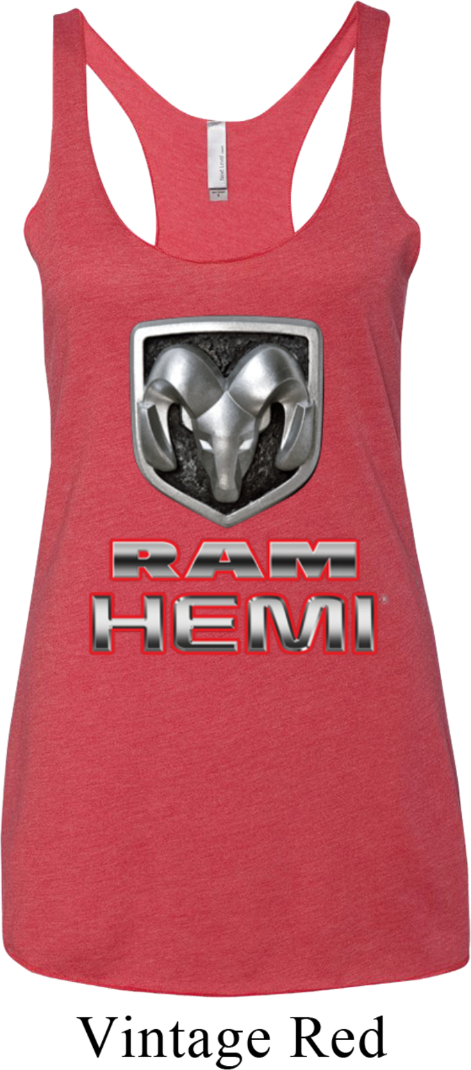 Ladies Dodge Tanktop Ram Hemi Logo Tri Blend Racerback Tank Top - Ram ...