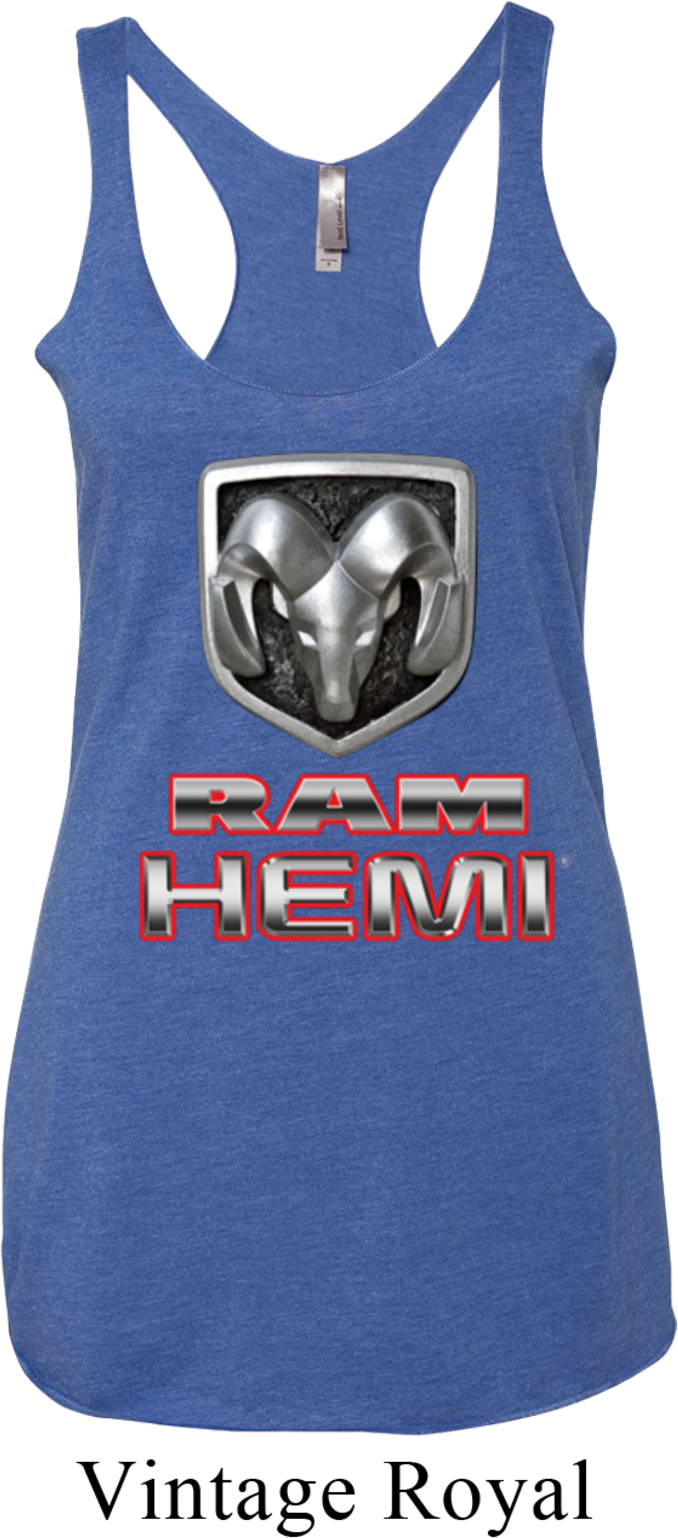 Ladies Dodge Tanktop Ram Hemi Logo Tri Blend Racerback Tank Top - Ram ...