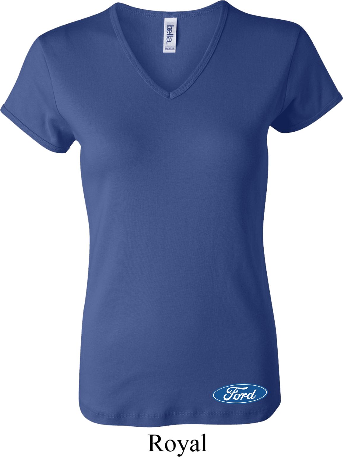 Ladies Ford Shirt Ford Oval Bottom Print V-neck Tee T-Shirt - Ford Oval ...