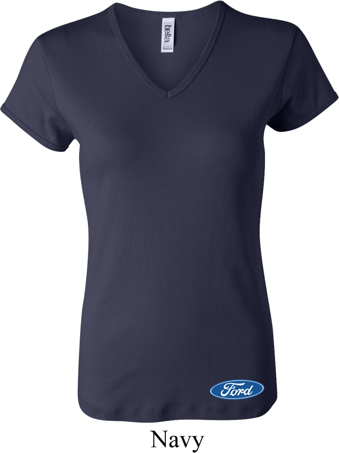Ladies Ford Shirt Ford Oval Bottom Print V-neck Tee T-Shirt - Ford Oval ...