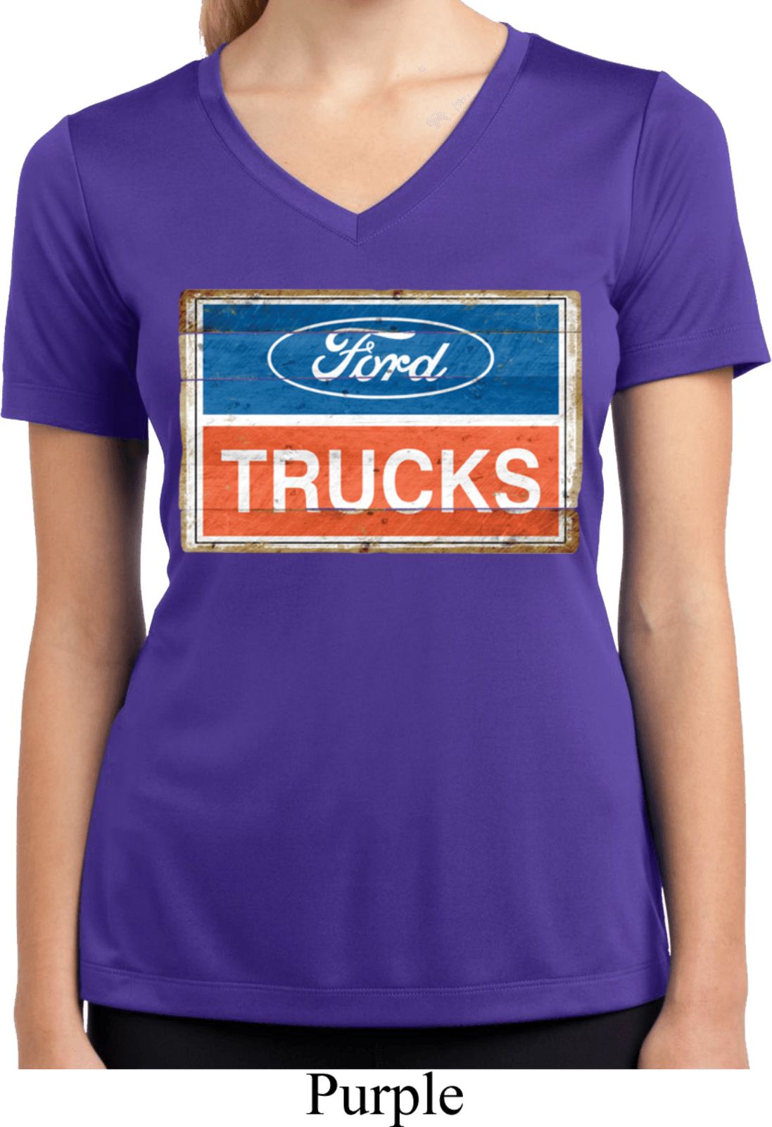 Ladies Ford Shirt Ford Trucks Logo Moisture Wicking V-neck Tee T-Shirt ...