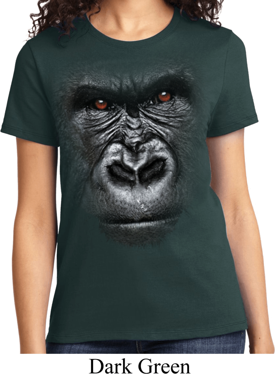 Ladies Gorilla Shirt Big Gorilla Face Tee T-Shirt - Big Gorilla Face ...