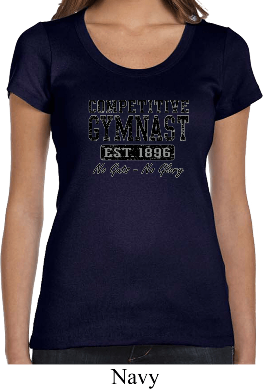 Ladies Gymnastics Shirt Competitive Gymnast Scoop Neck Tee T-Shirt ...