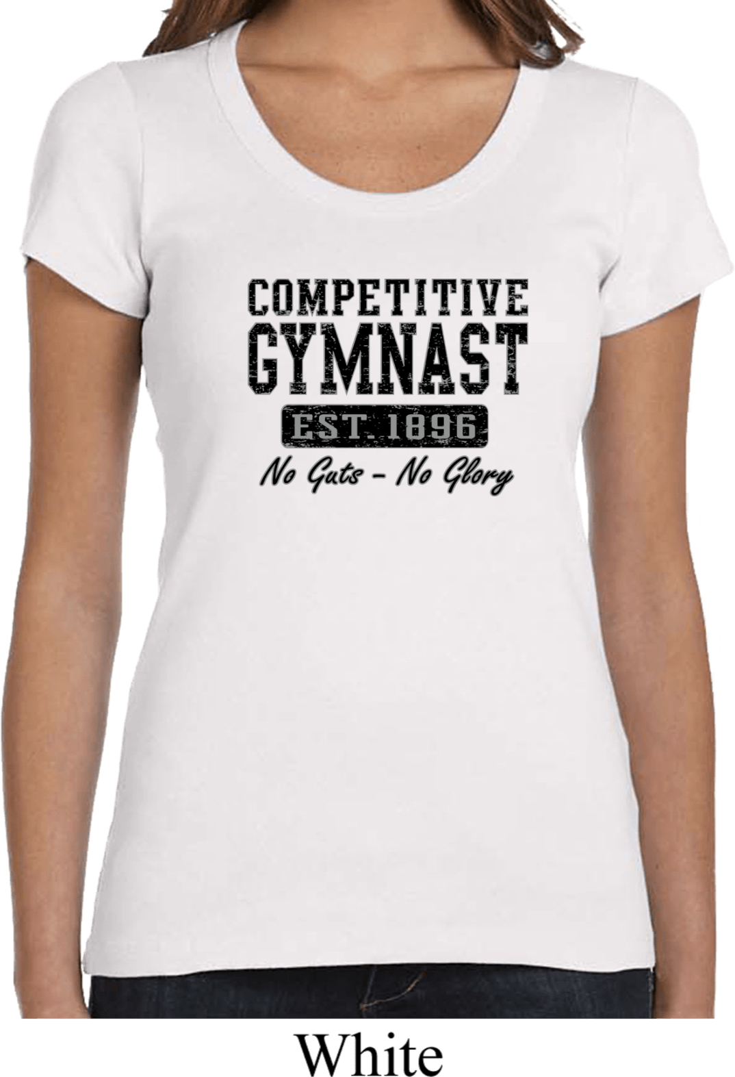 Ladies Gymnastics Shirt Competitive Gymnast Scoop Neck Tee T-Shirt ...