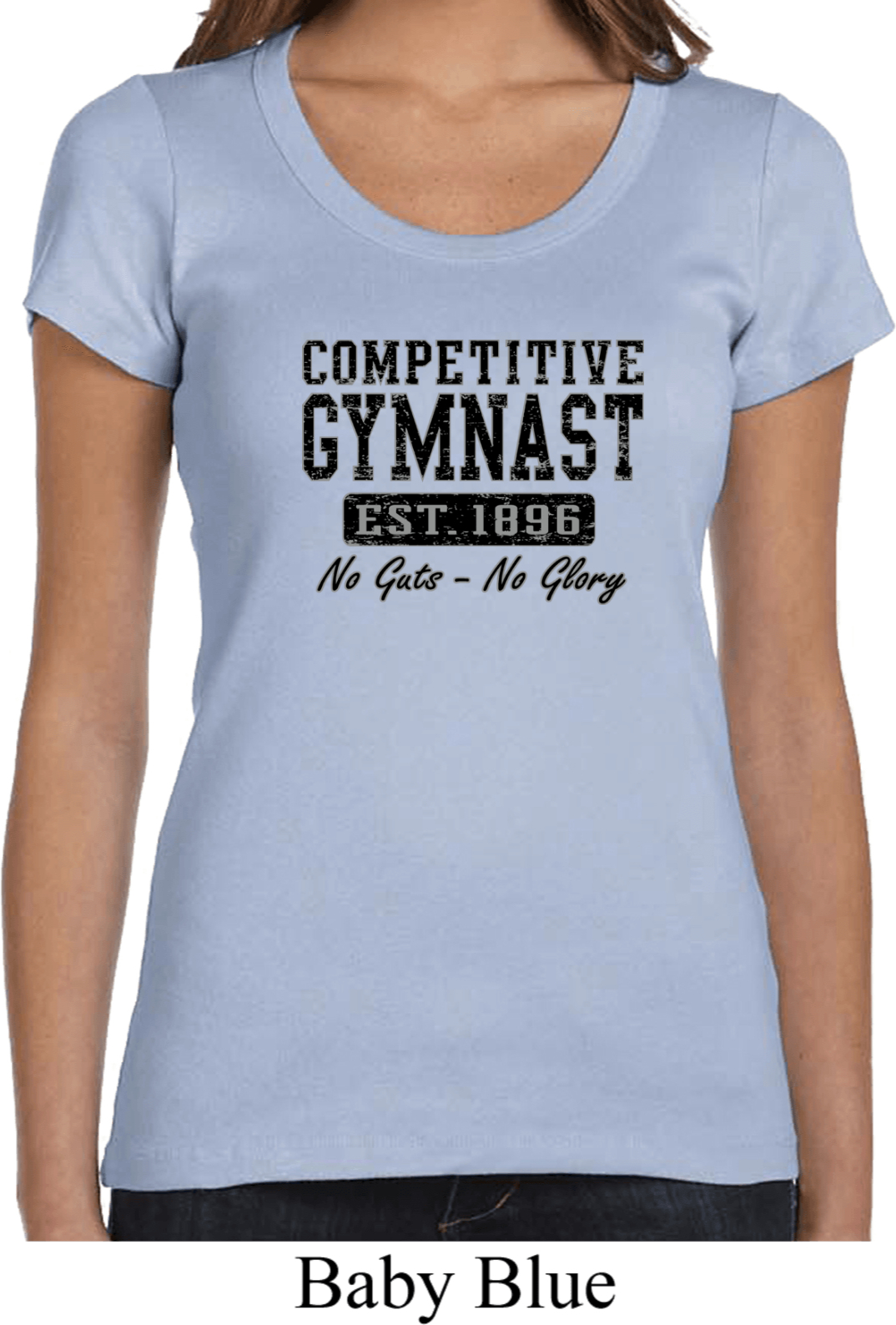 Ladies Gymnastics Shirt Competitive Gymnast Scoop Neck Tee T-Shirt ...