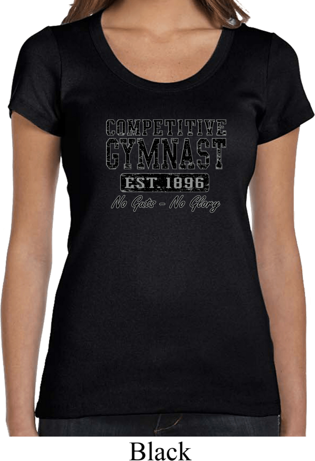 Ladies Gymnastics Shirt Competitive Gymnast Scoop Neck Tee T-Shirt ...