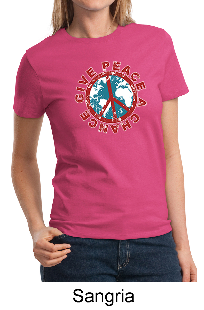 Ladies Peace Shirt Give Peace a Chance Tee T-Shirt - Give Peace a ...