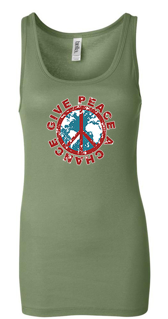 Ladies Peace Tanktop Give Peace a Chance Longer Length Tank Top - Give ...