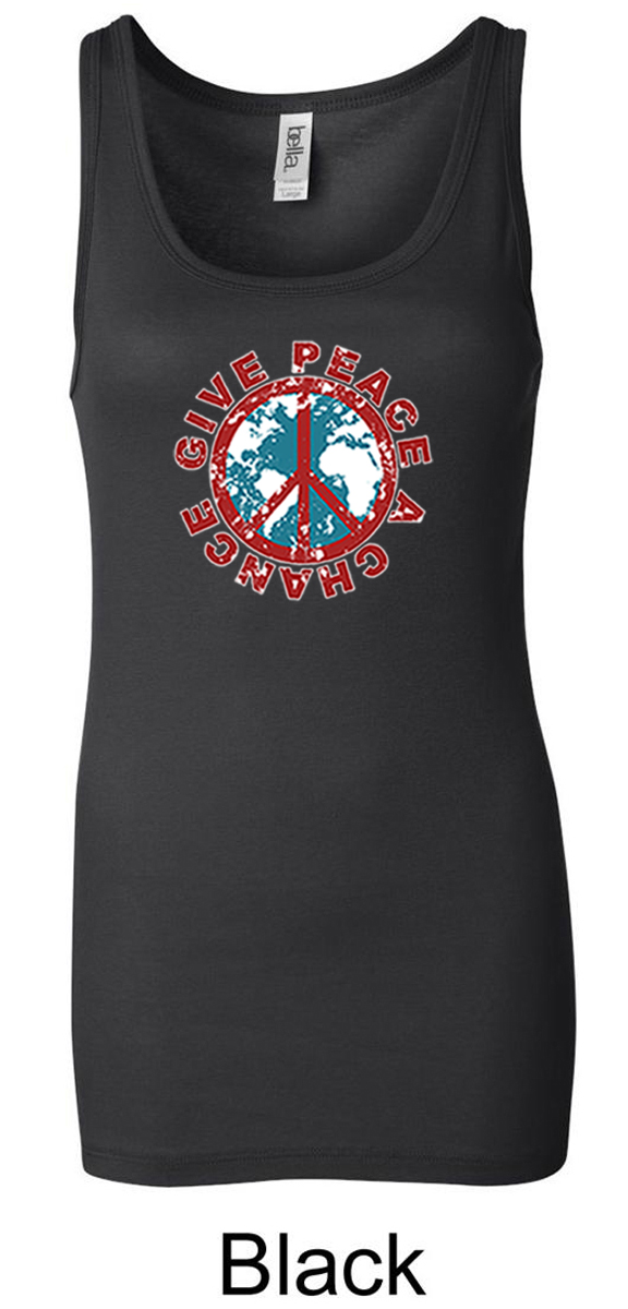 Ladies Peace Tanktop Give Peace a Chance Longer Length Tank Top - Give ...