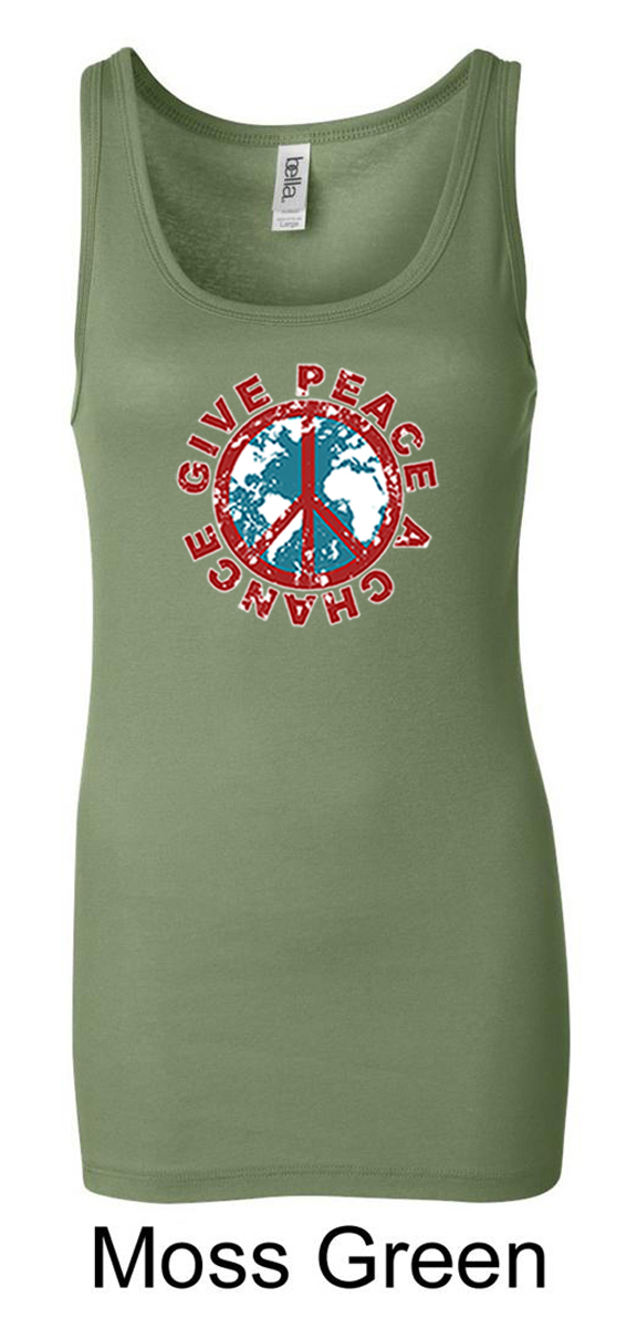 Ladies Peace Tanktop Give Peace a Chance Longer Length Tank Top - Give ...
