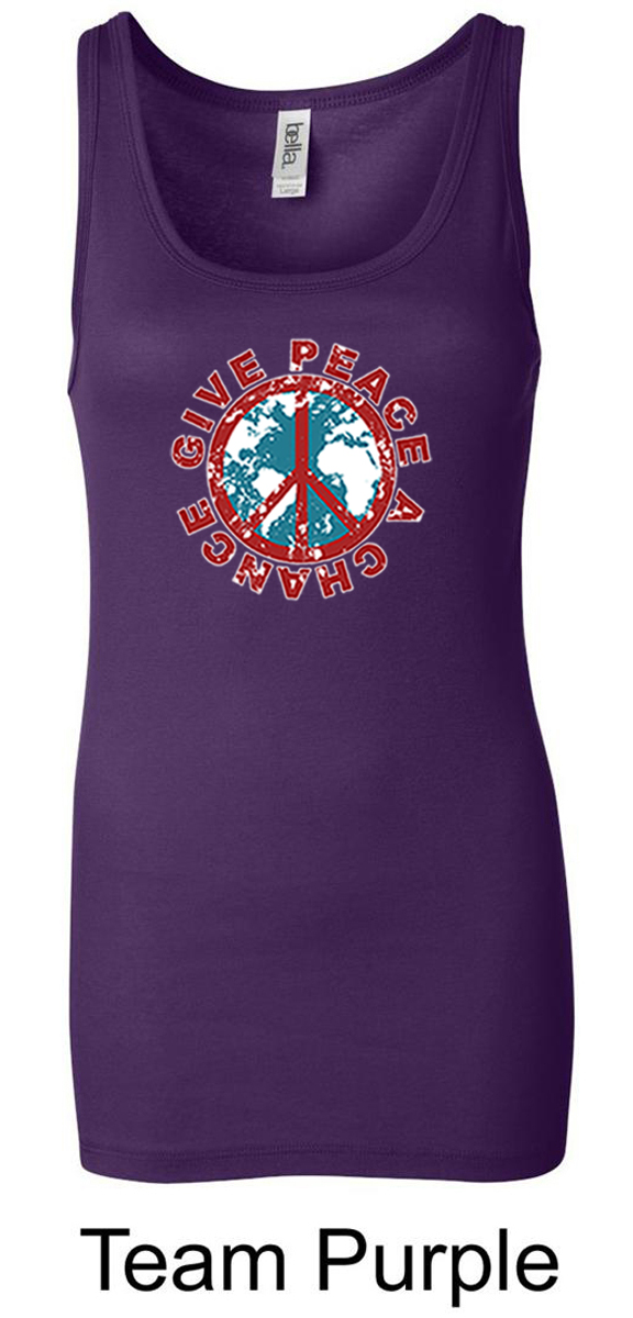 Ladies Peace Tanktop Give Peace a Chance Longer Length Tank Top - Give ...