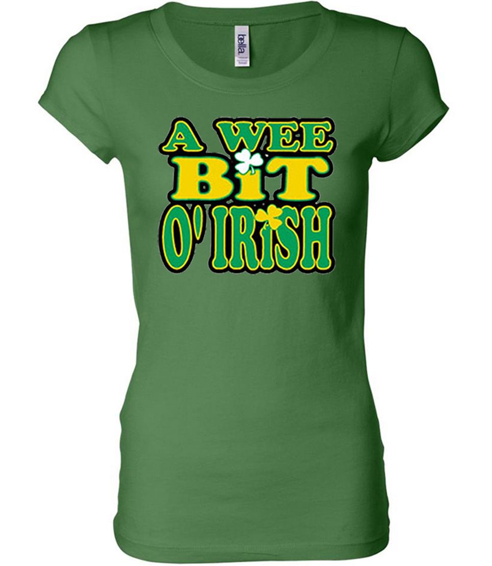Ladies Shirt A Wee Bit Irish Shamrock Longer Length Tee T-Shirt - A Wee ...