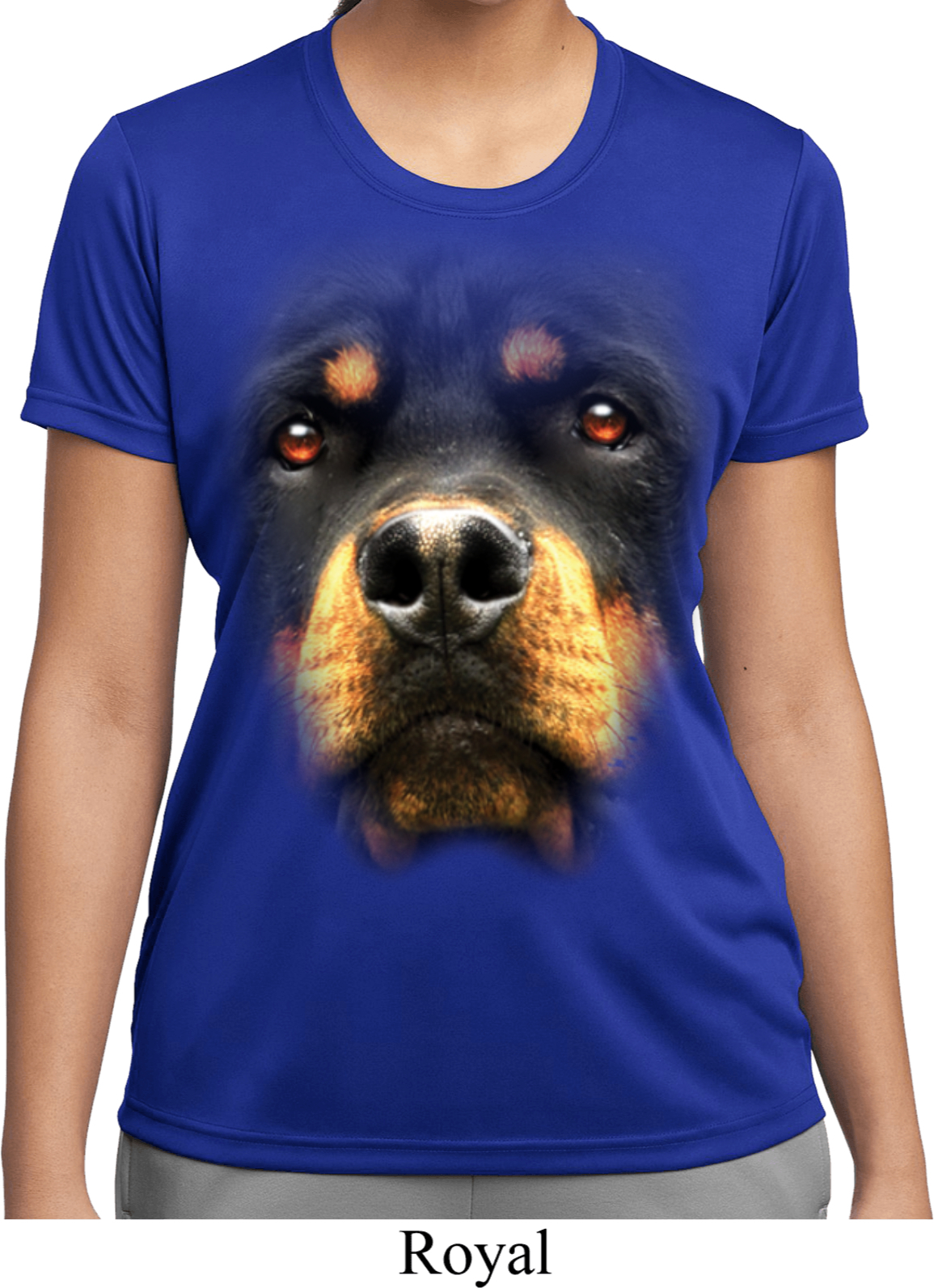 Ladies Shirt Big Rottweiler Face Moisture Wicking Tee T-Shirt - Big ...