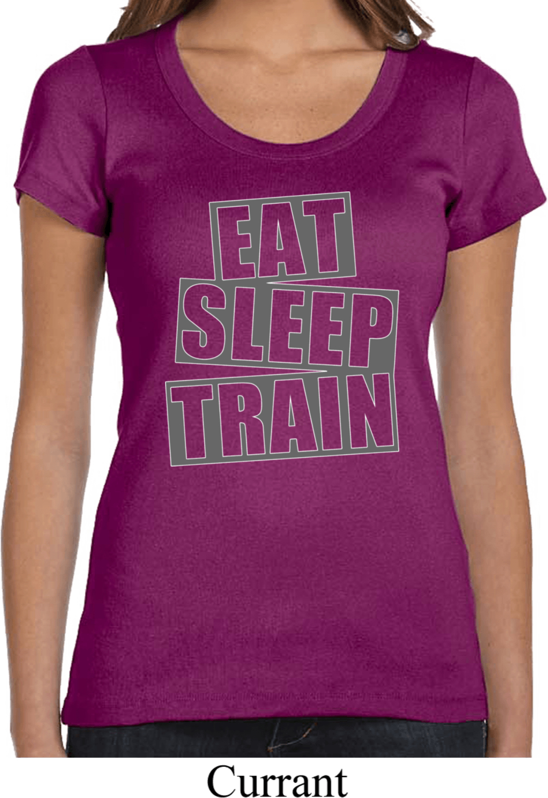 Ladies Shirt Eat Sleep Train Scoop Neck Tee T-Shirt - Eat Sleep Train ...