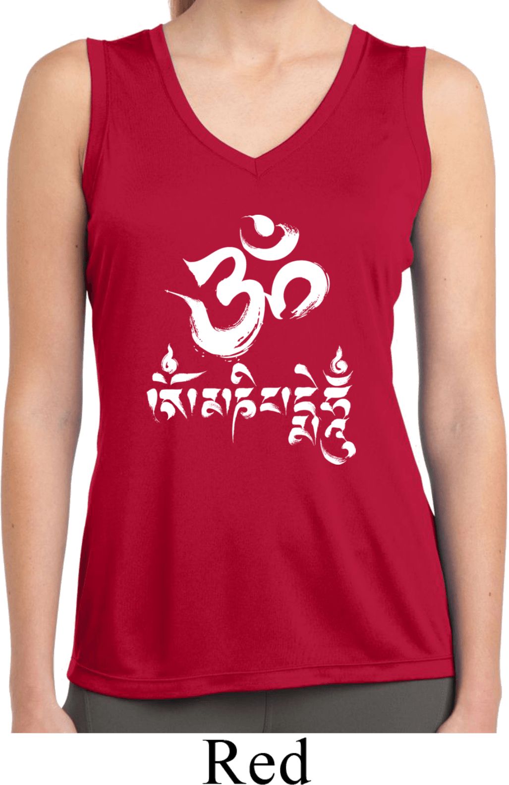 Ladies Shirt OM Mani Padme Hum Sleeveless Moisture Wicking Tee T-Shirt ...