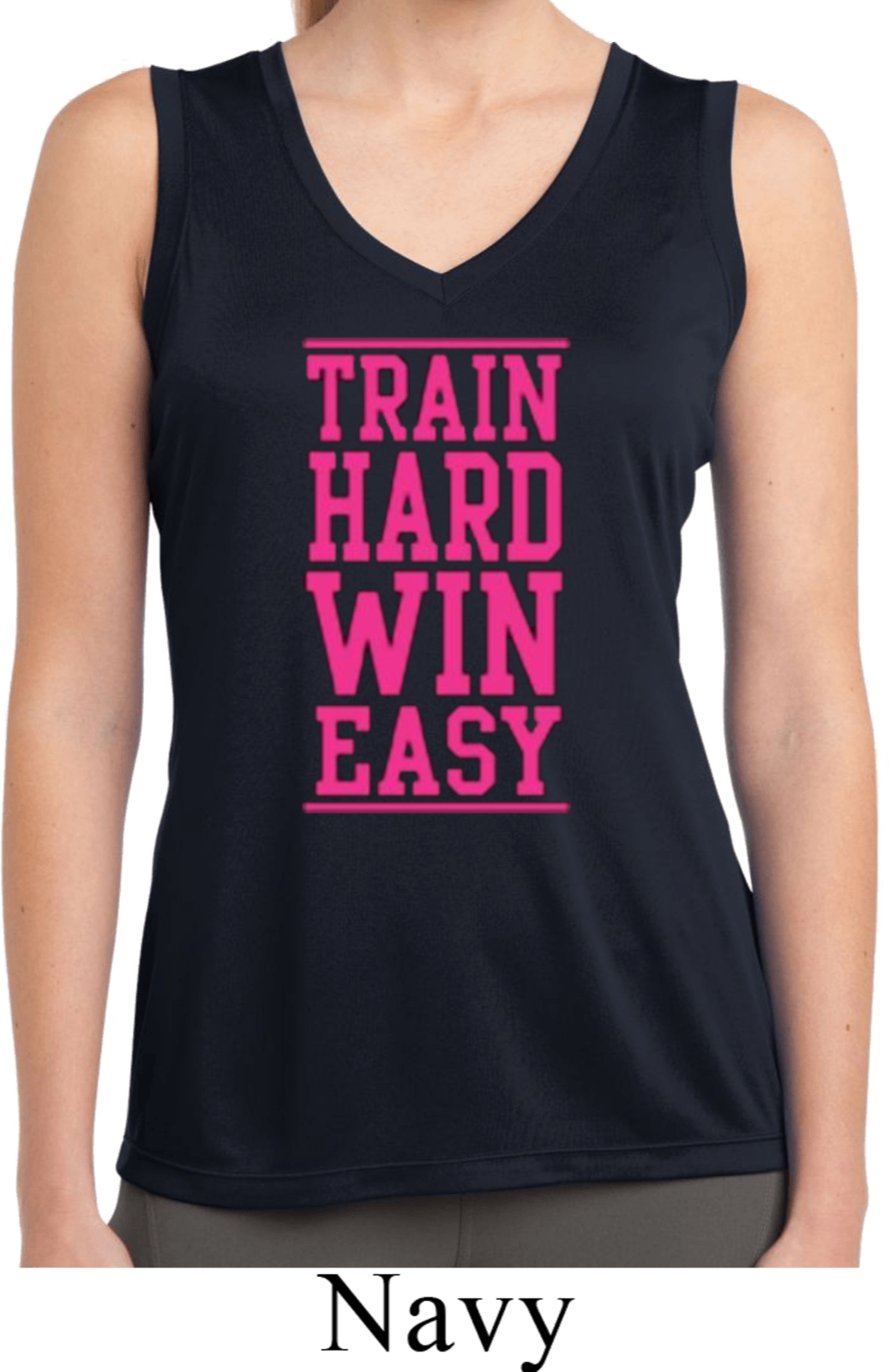 Ladies Shirt Train Hard Win Easy Sleeveless Moisture Wicking T-Shirt ...